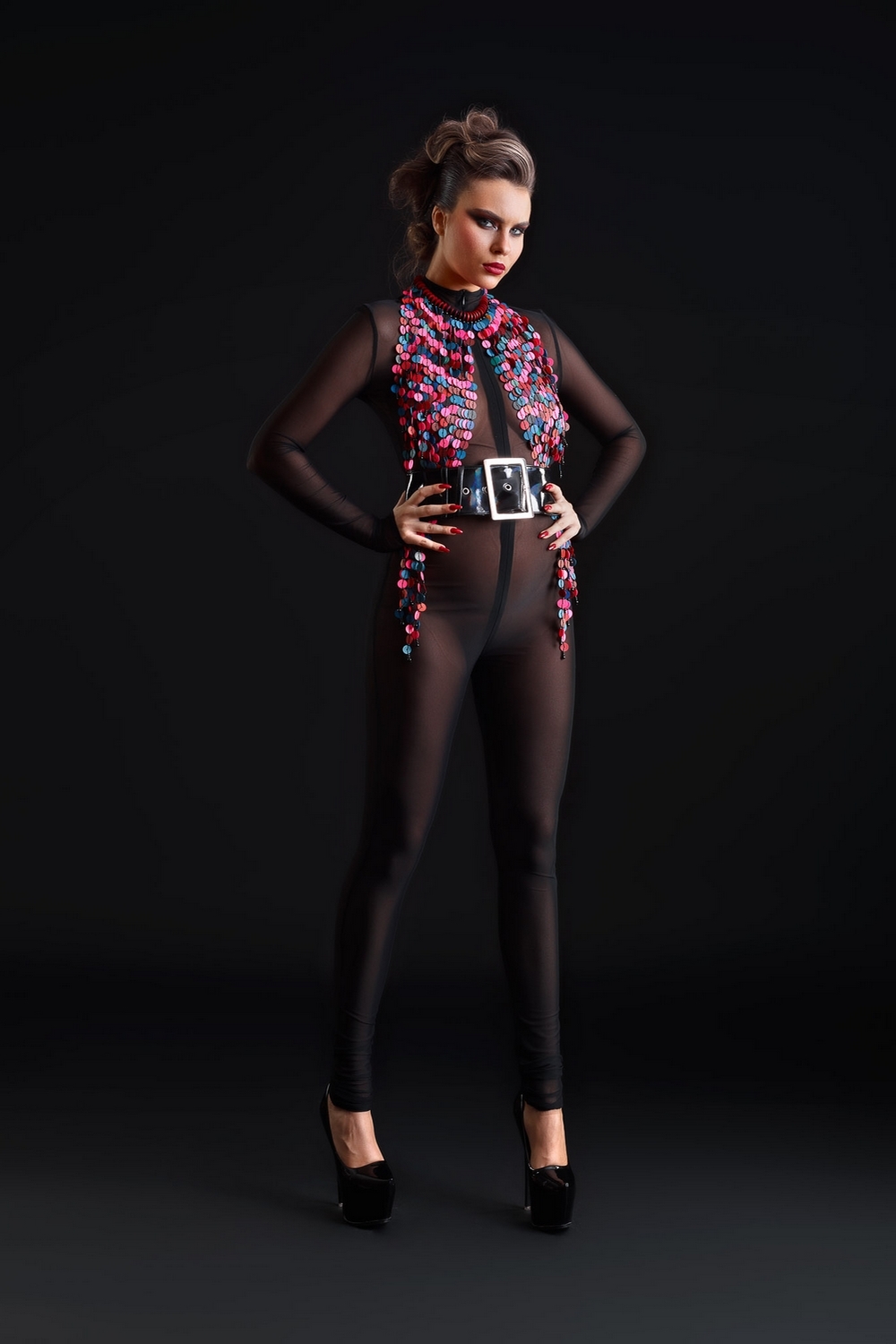 Combinaison En Résille Noire Avec Zip Sweety Par Catanzaro
